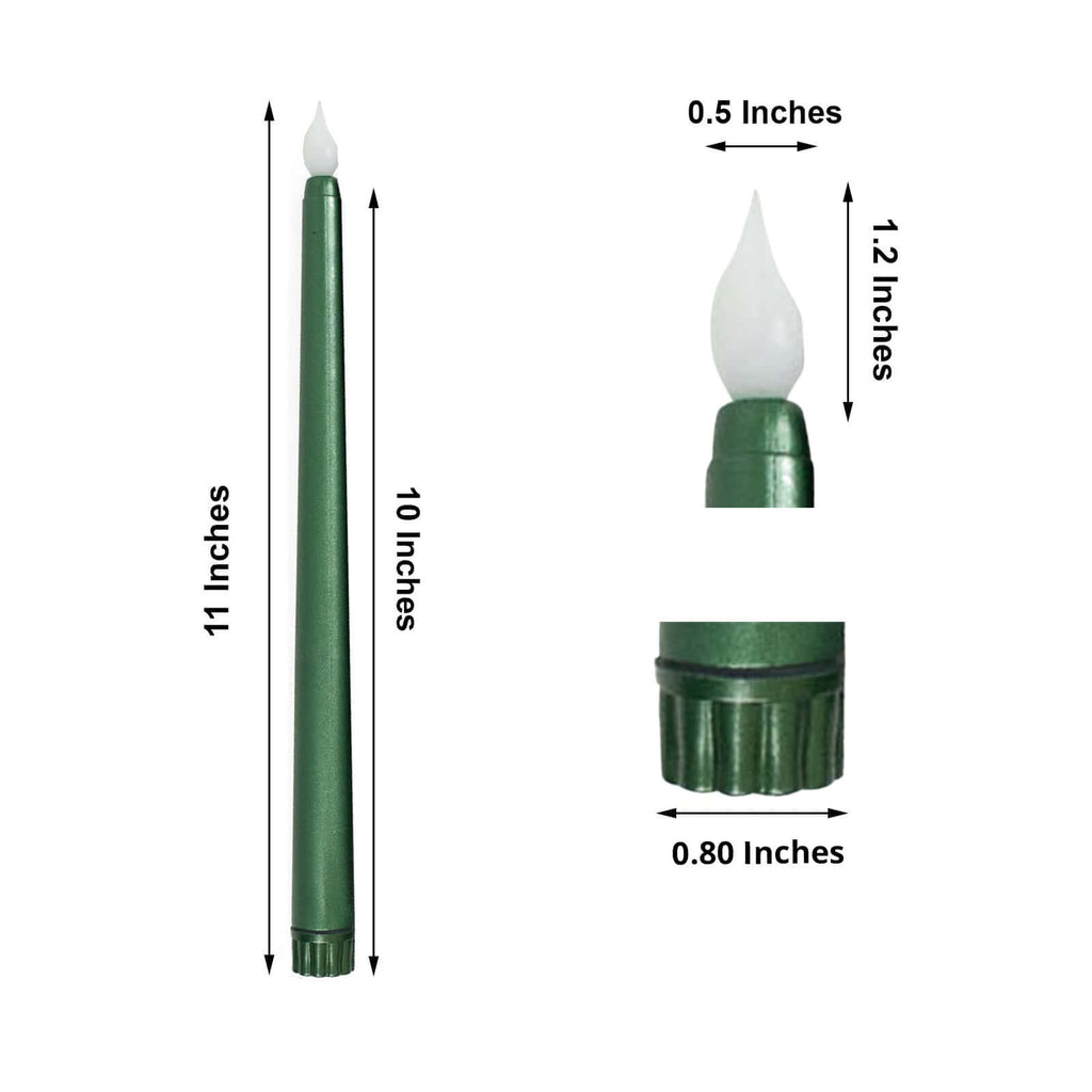 LED Taper Candles Emerald Green 11" | TableclothsFactory