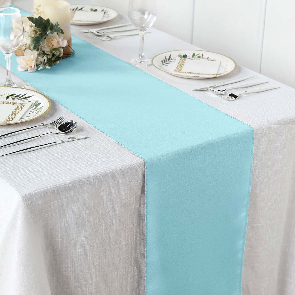 Polyester Table Runner 12"x108" Light Blue | TableclothsFactory
