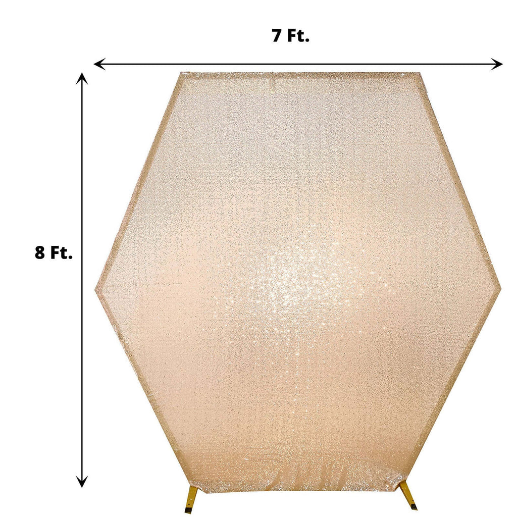 Rose Gold Sequin Hexagon Backdrop 8ftx7ft | TableclothsFactory