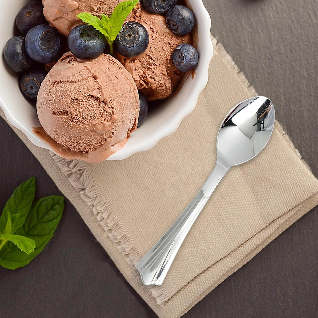 Plastic Tea Coffee Spoons with Fluted Handles 6" Light Silver ...