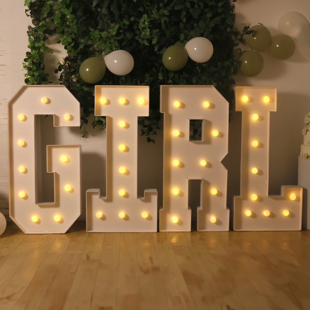 4ft White LED Marquee Letter "G" | TableclothsFactory