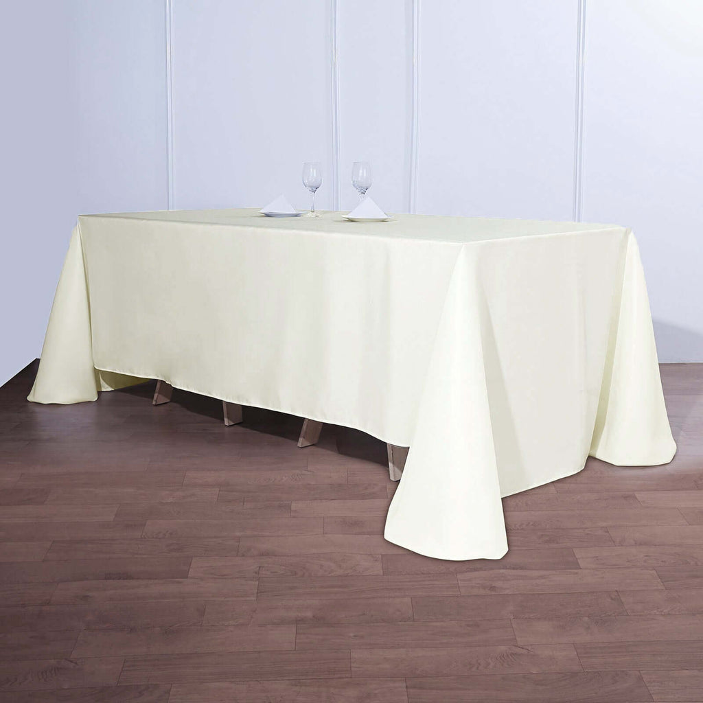 Polyester Tablecloth 90"x132" Ivory | TableclothsFactory