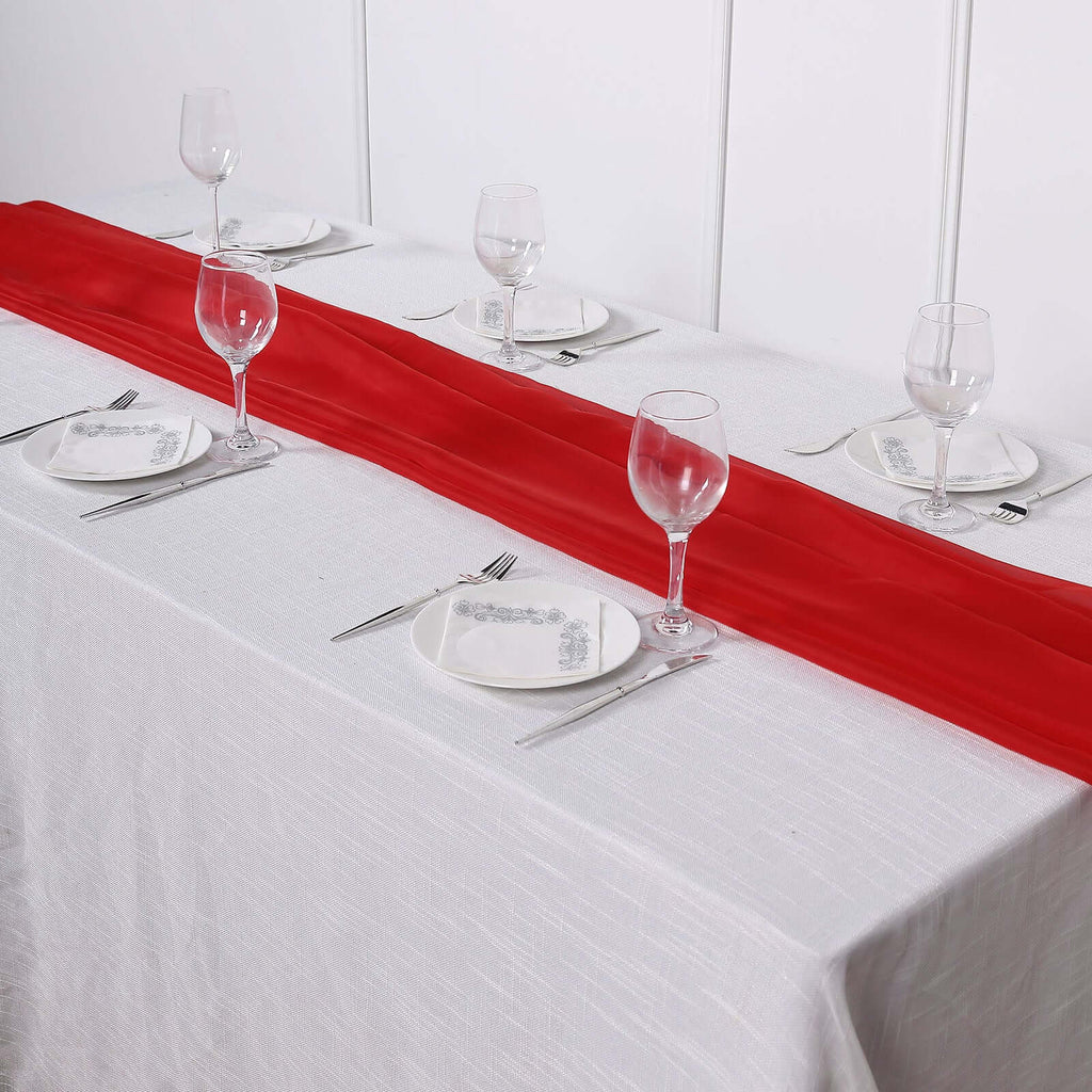 Premium Chiffon Runner 6ft Red | TableclothsFactory