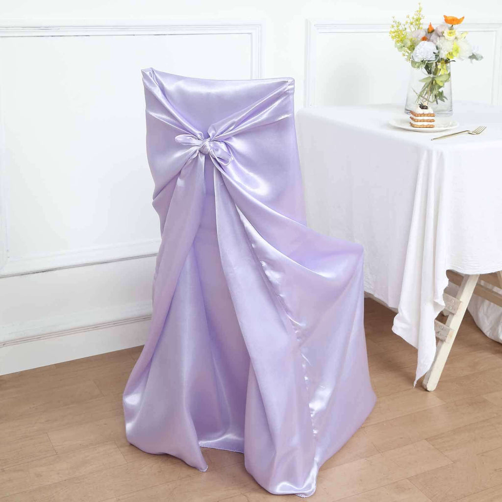 Satin Universal Chair Cover Lavender Lilac | TableclothsFactory
