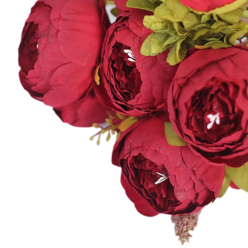 19" Ivory Artificial Peony Wedding Bouquets | TableclothsFactory