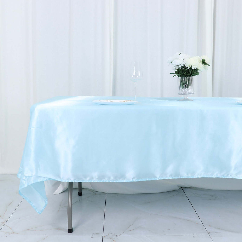 Satin Tablecloth 60"x102" Light Blue | TableclothsFactory