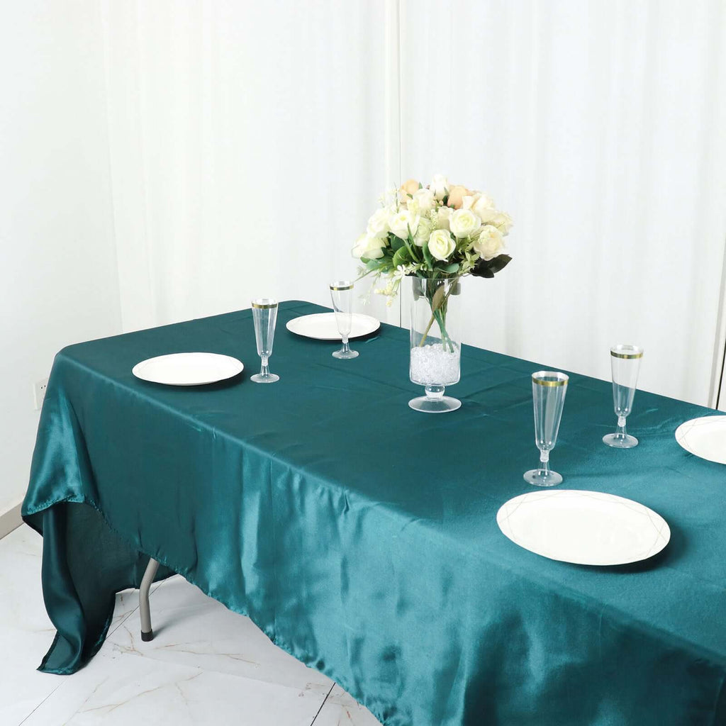 Satin Rectangle Tablecloth 60"x126" Teal | TableclothsFactory