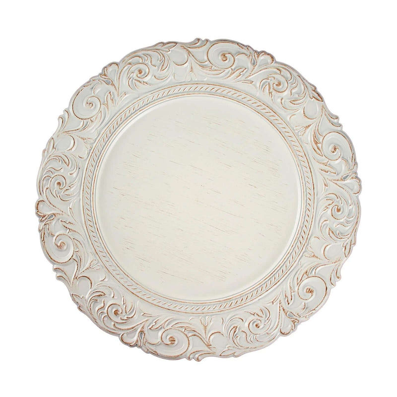 Taupe Vintage Baroque Charger Plates | TableclothsFactory