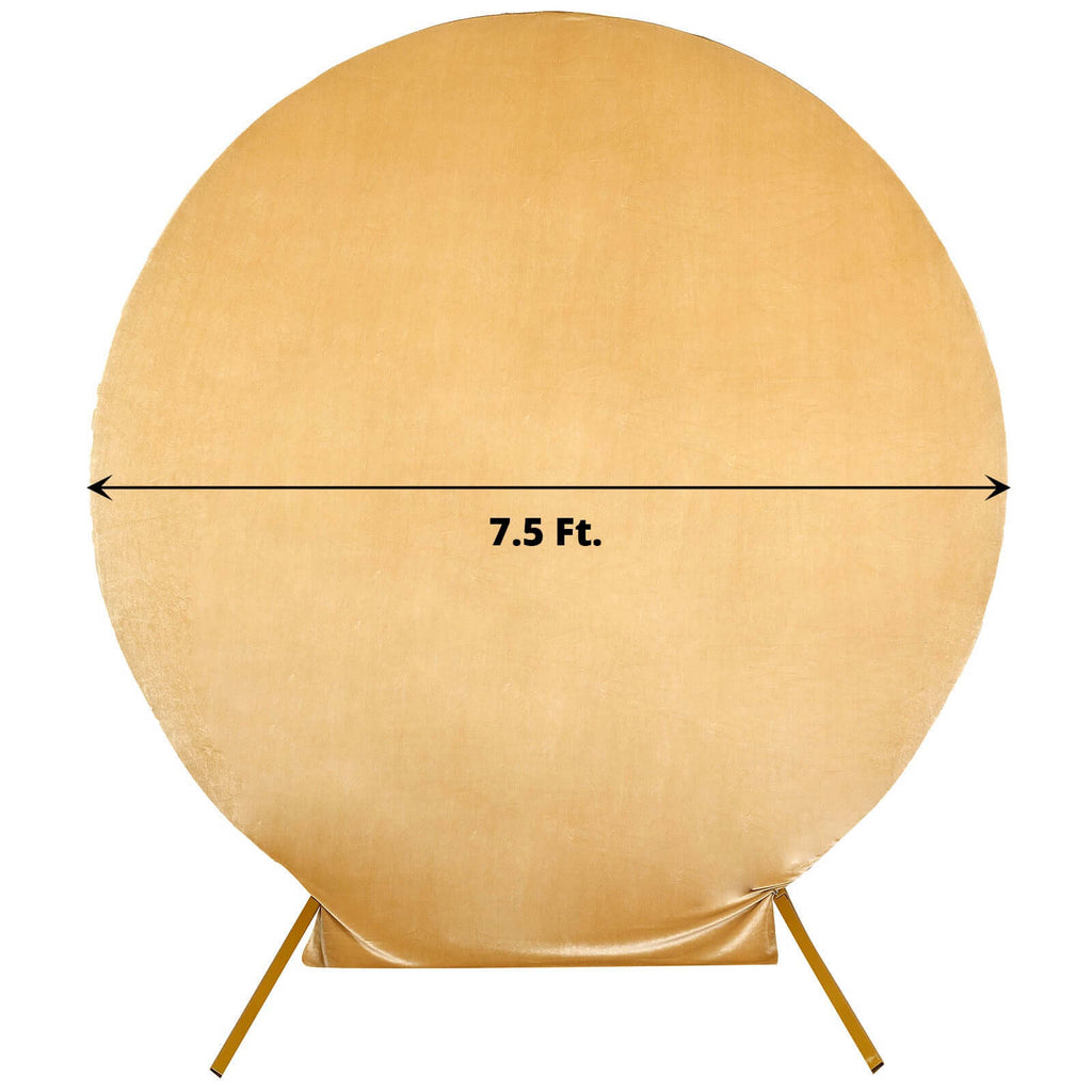 7.5ft Champagne Velvet Round Backdrop Cover | TableclothsFactory
