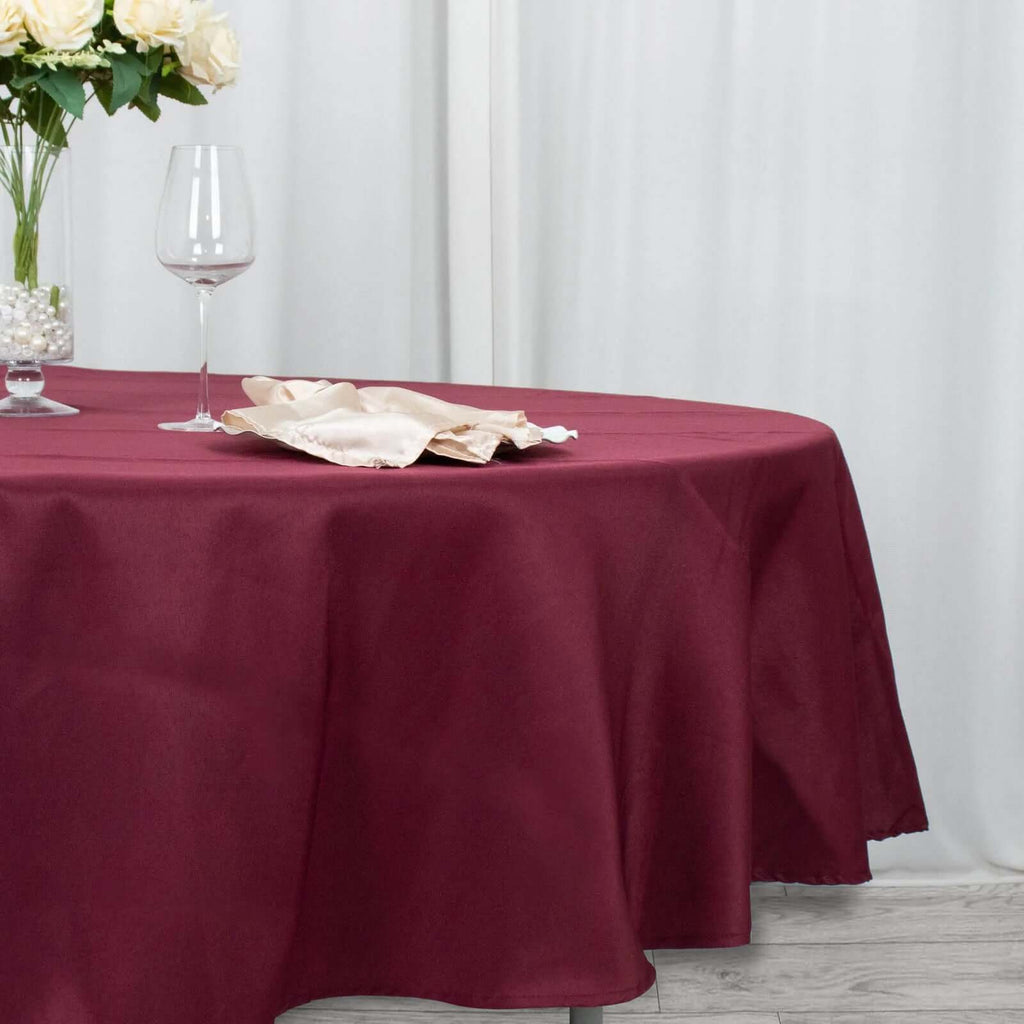 Premium Polyester Tablecloth 90" Burgundy | TableclothsFactory