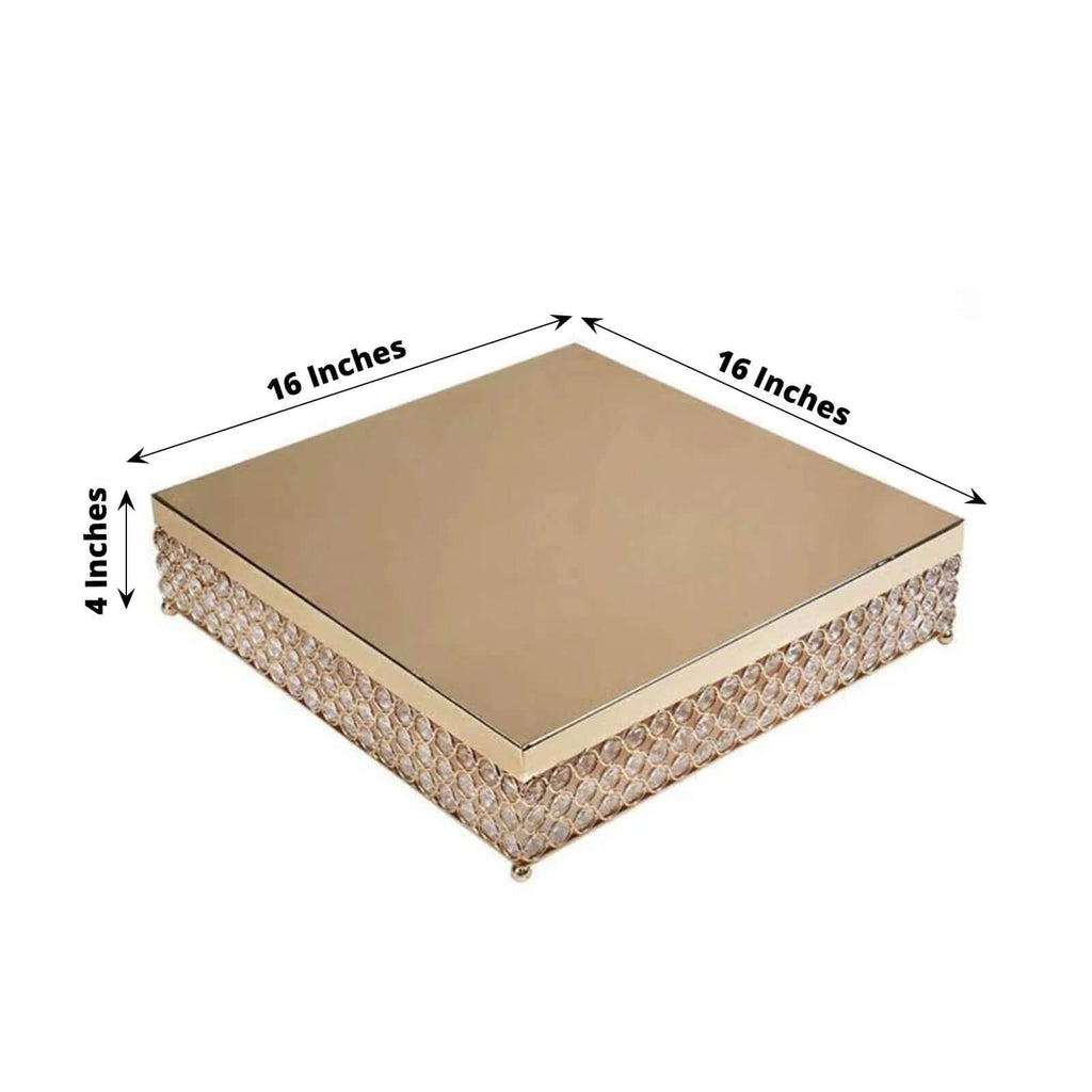 Gold Square Cake Stand 16" | TableclothsFactory