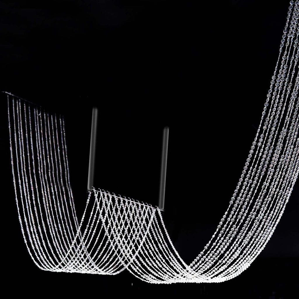 15ft Crystal Beaded Ceiling Drape Curtains | TableclothsFactory