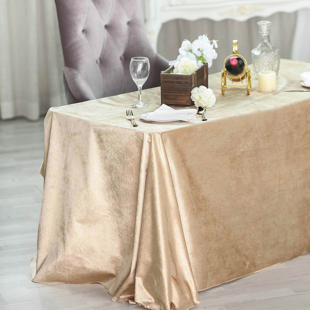Velvet Tablecloth 90"x132" Champagne | TableclothsFactory