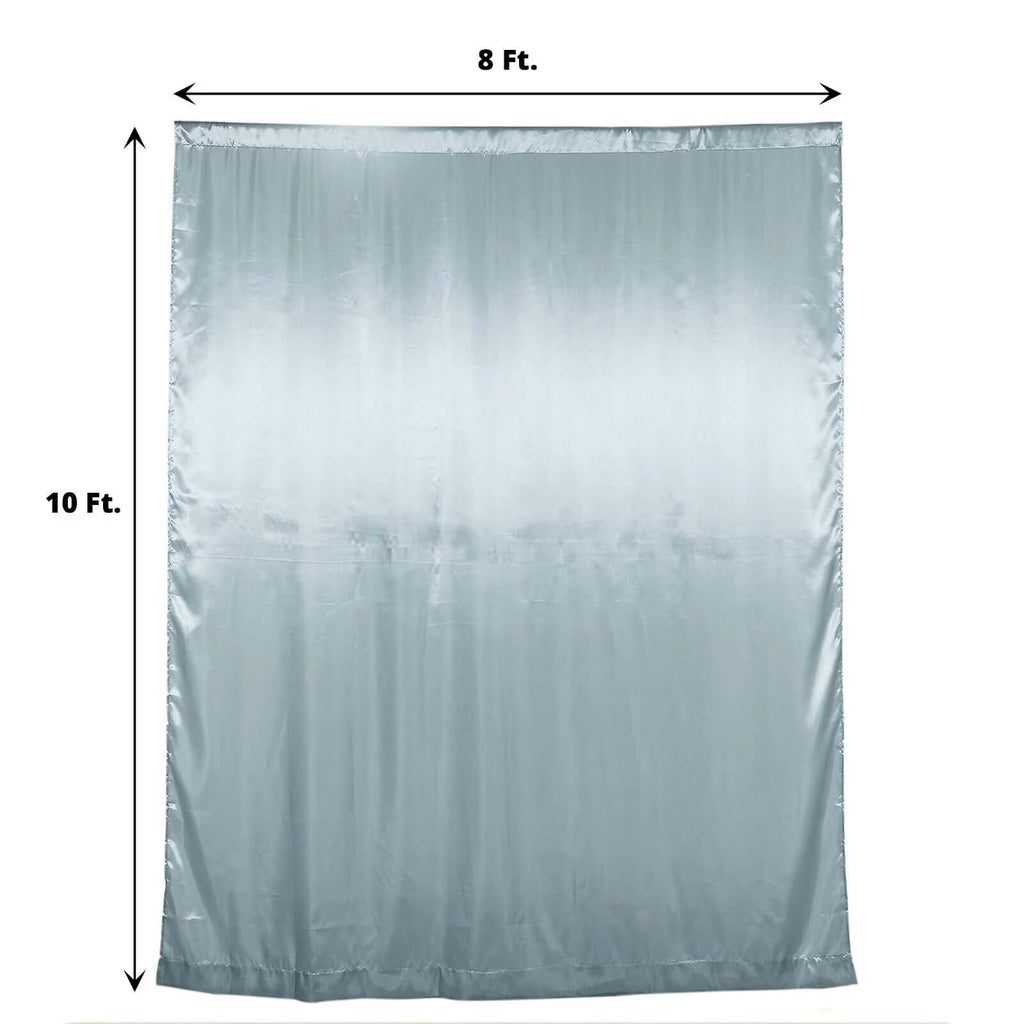 Dusty Blue Satin Event Curtain Drapes 8ftx10ft | TableclothsFactory