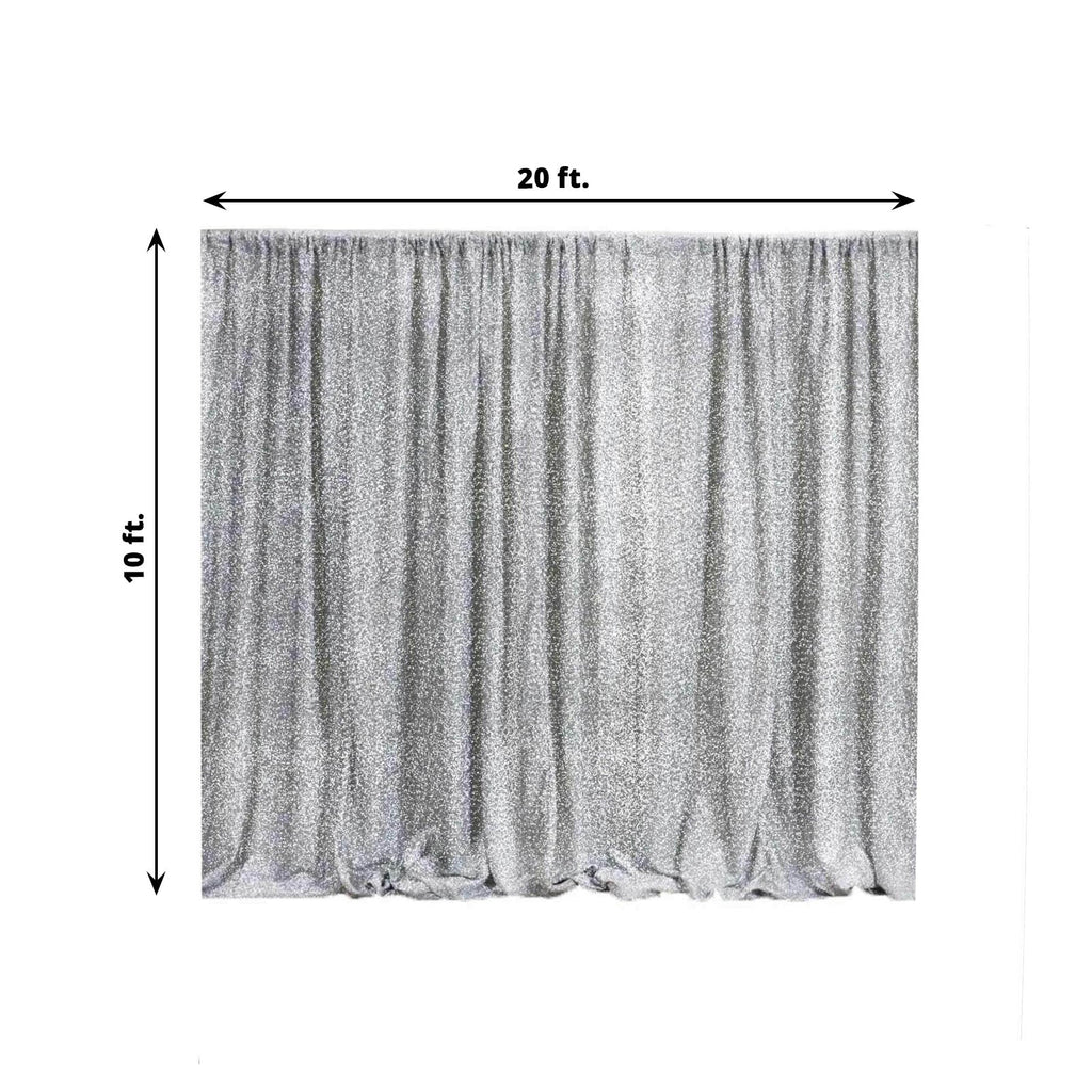 20ft Silver Metallic Shimmer Tinsel Drapes | TableclothsFactory