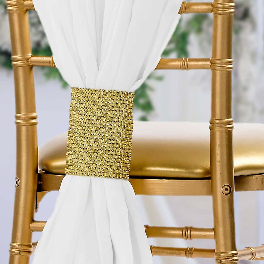 Gold Rhinestone Velcro Chair Sash Clip Tie Backs | TableclothsFactory