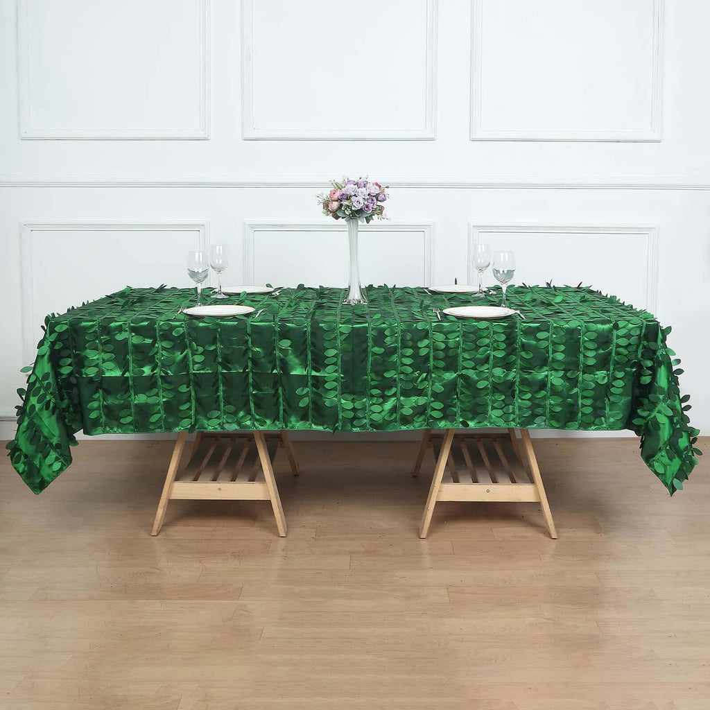 Leaf Taffeta Tablecloth 60"x102" Green | TableclothsFactory
