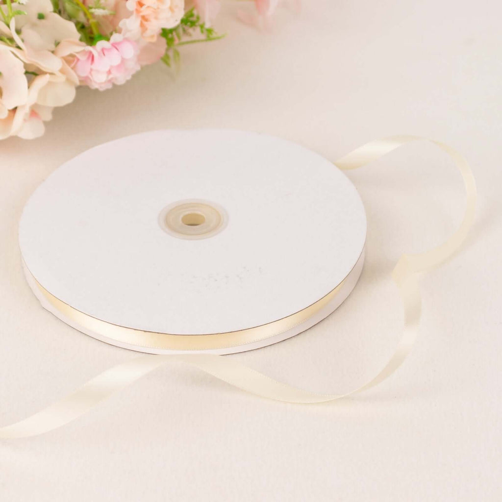 Ivory Satin Ribbon 100 Yards | TableclothsFactory