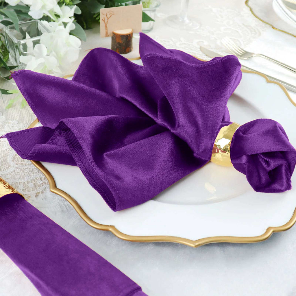 Velvet Napkins 20"x20" Purple | TableclothsFactory