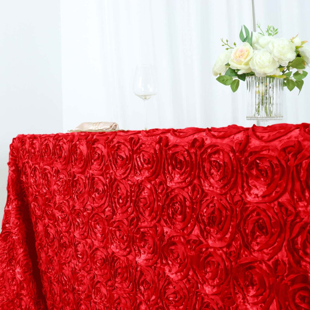 Rosette Tablecloth 90"x156" Red | TableclothsFactory