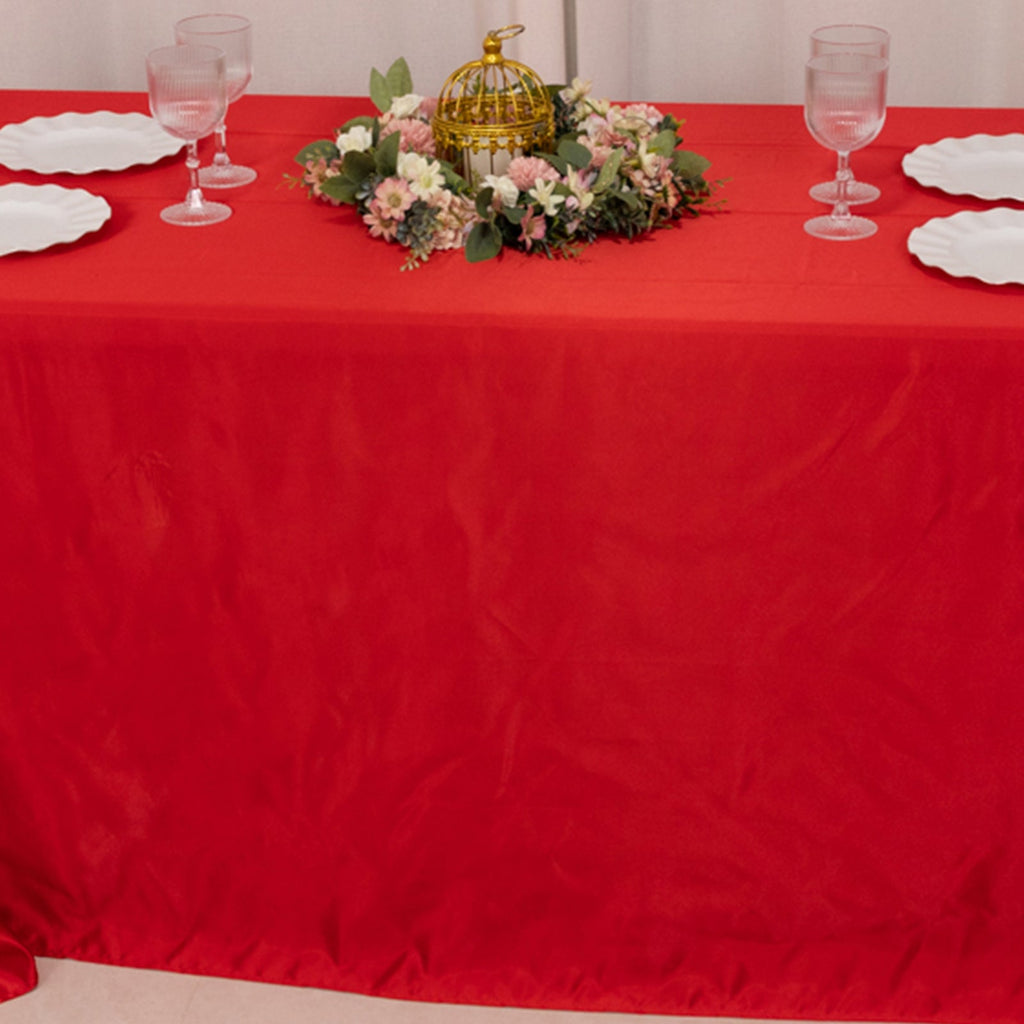 Lamour Satin Tablecloth 90"x132" Red | TableclothsFactory