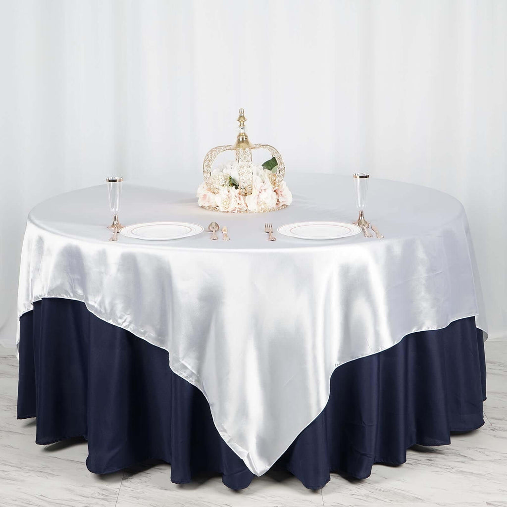 Satin Table Overlay 90"x90" White | TableclothsFactory