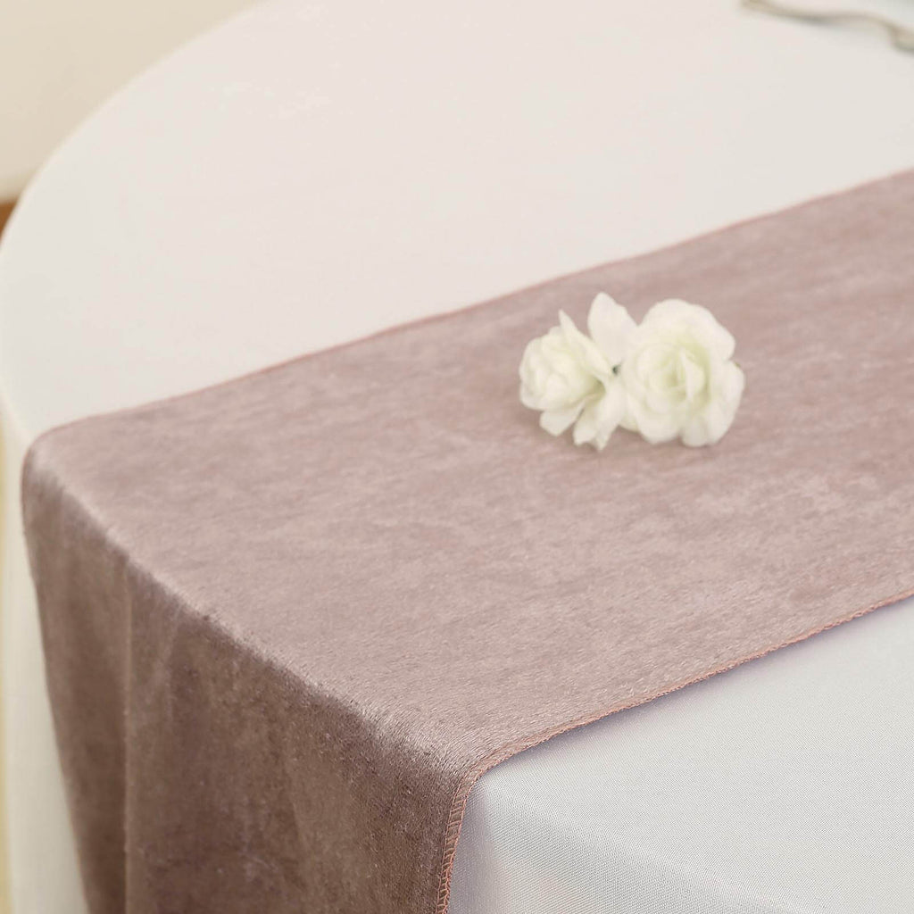 Velvet Table Runner 12"x108" Mauve | TableclothsFactory