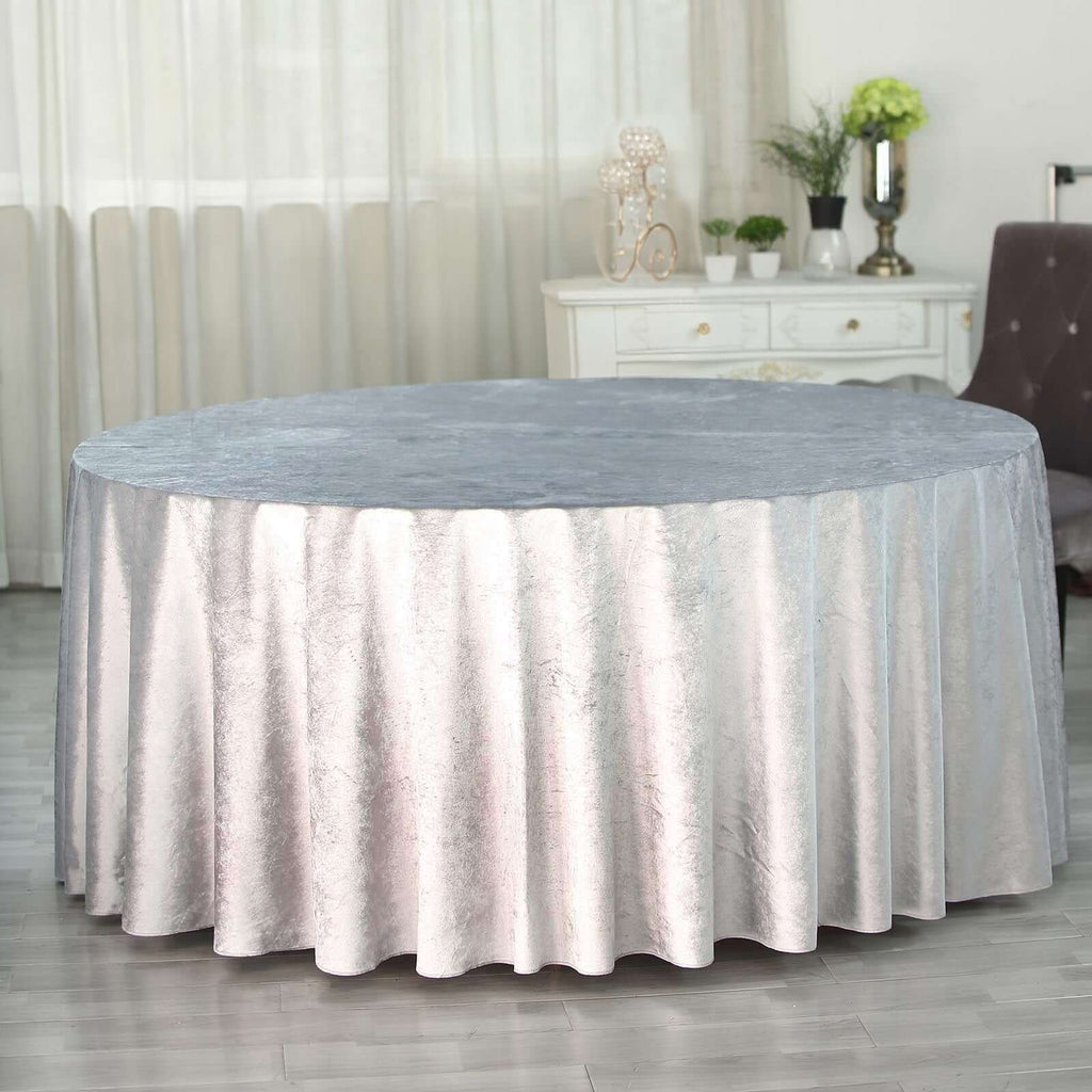 Velvet Tablecloth 120" Silver | TableclothsFactory