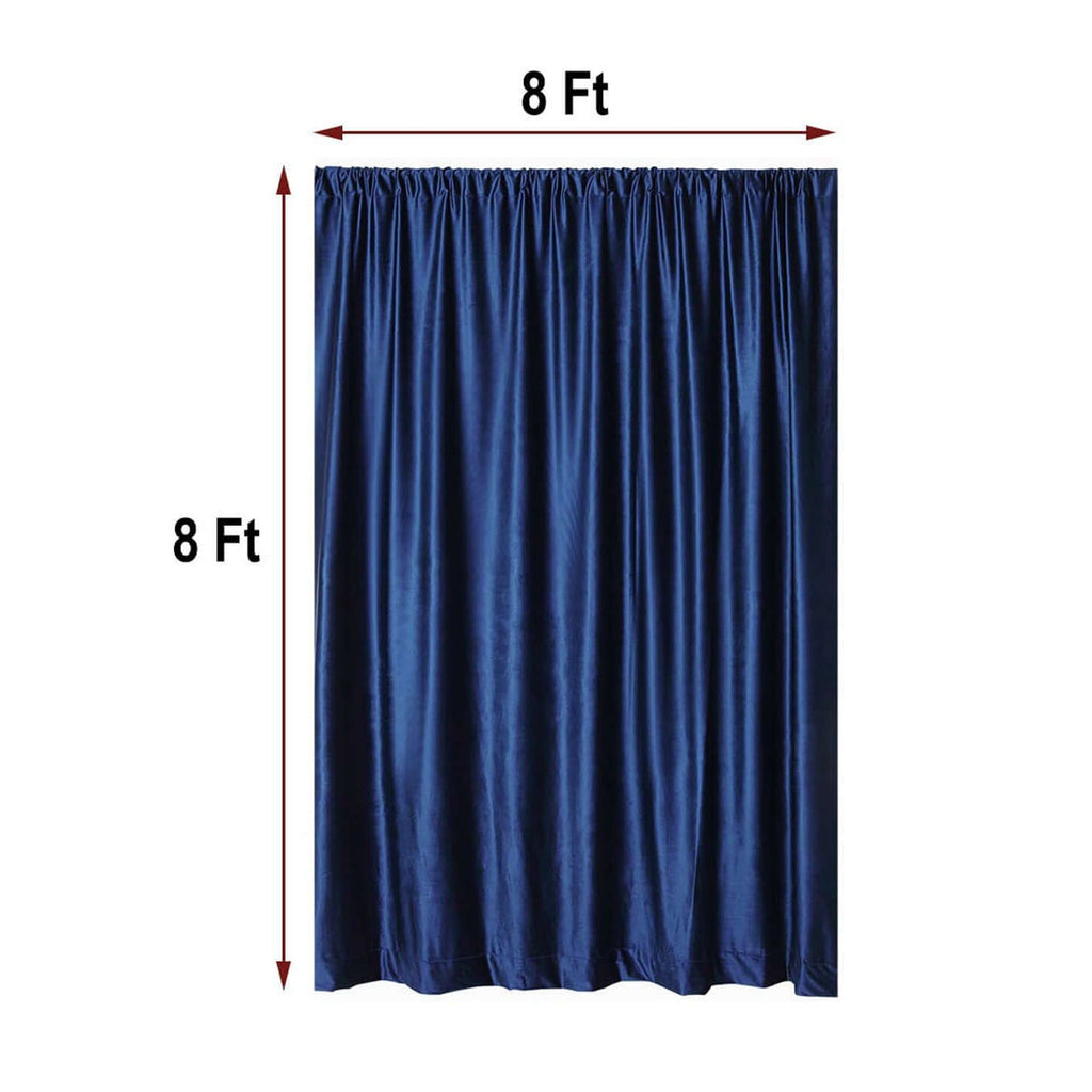 Navy Blue Velvet Event Curtain Drapes 8ftx8ft | TableclothsFactory