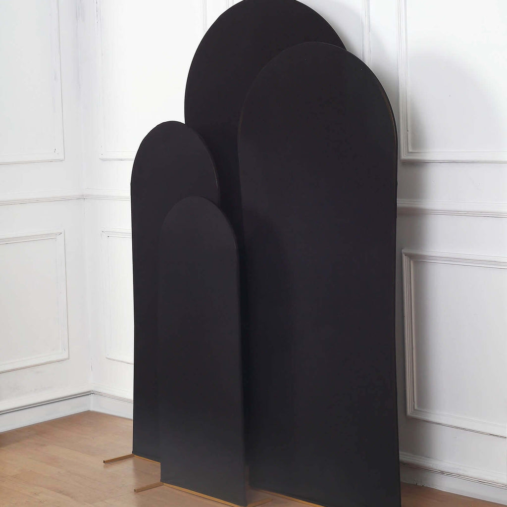 Matte Black Spandex Wedding Arch Covers Set | TableclothsFactory