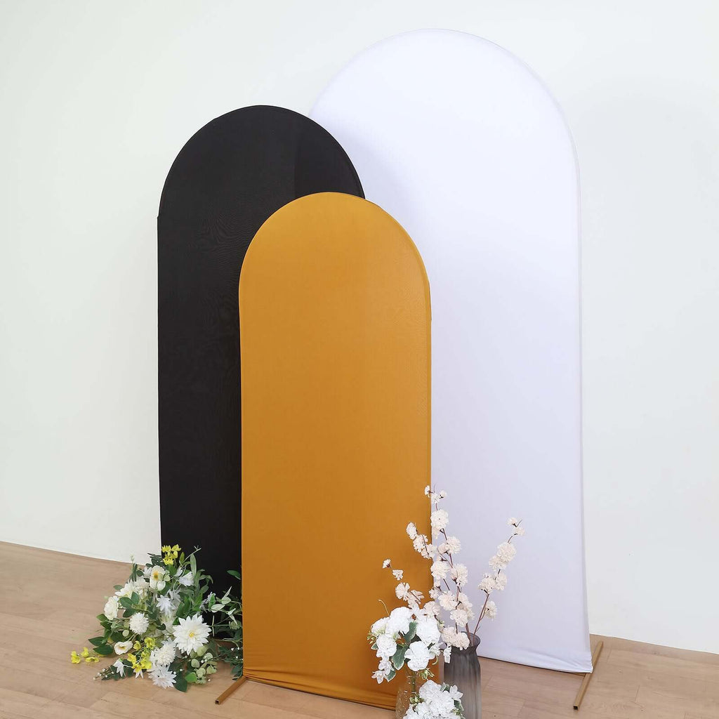 5ft Gold Spandex Backdrop Cover for Wedding Arch | TableclothsFactory