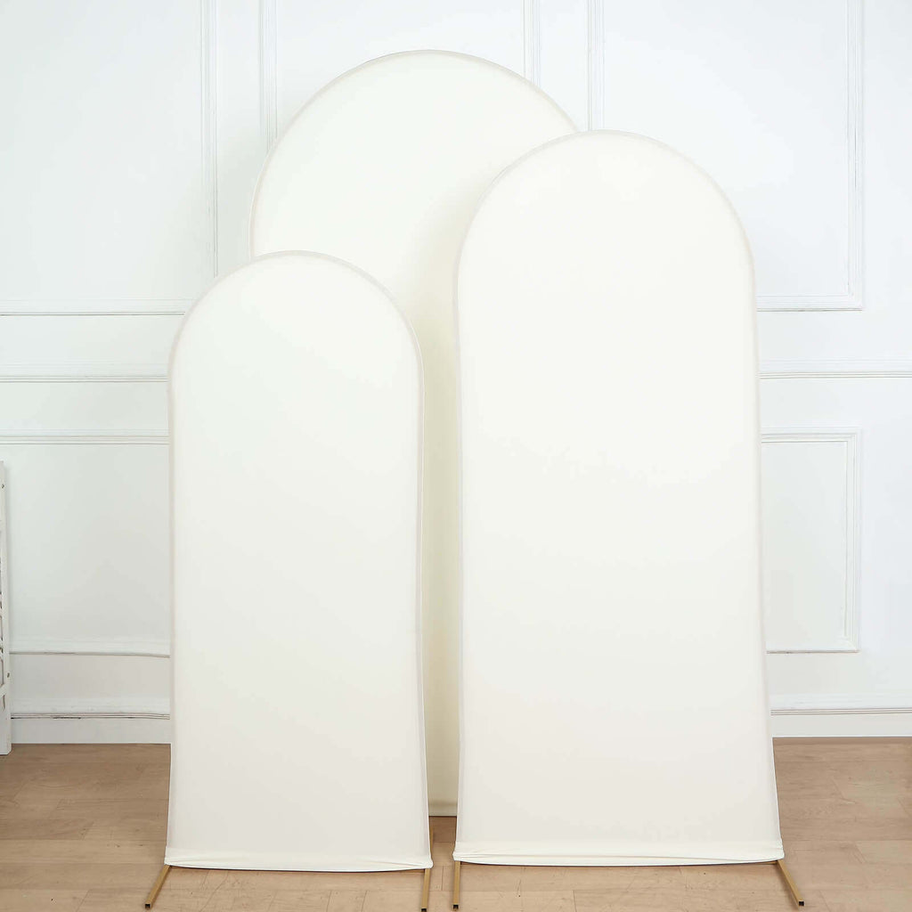 Matte Ivory Spandex Backdrop Covers Set of 3 | TableclothsFactory