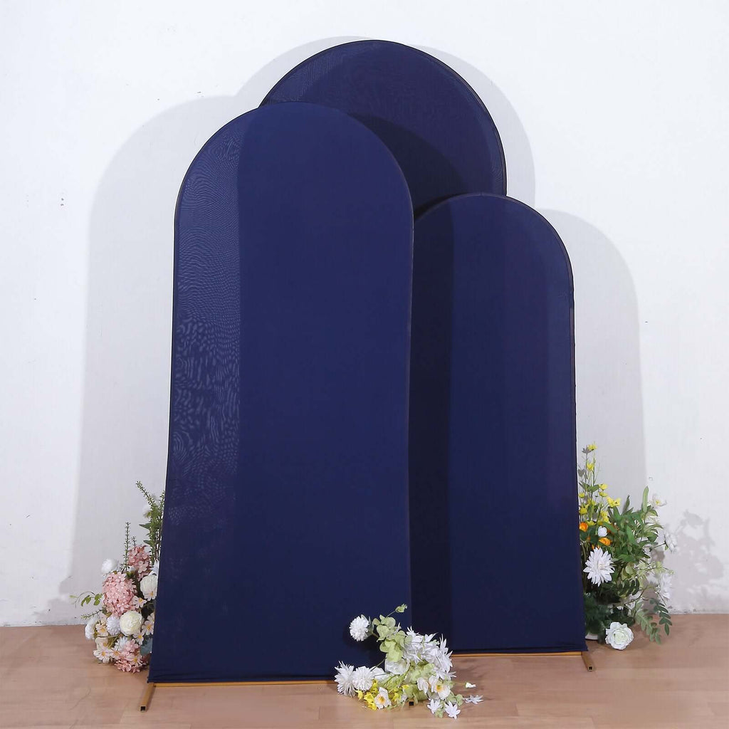 Matte Navy Blue Spandex Chiara Backdrop Covers | TableclothsFactory