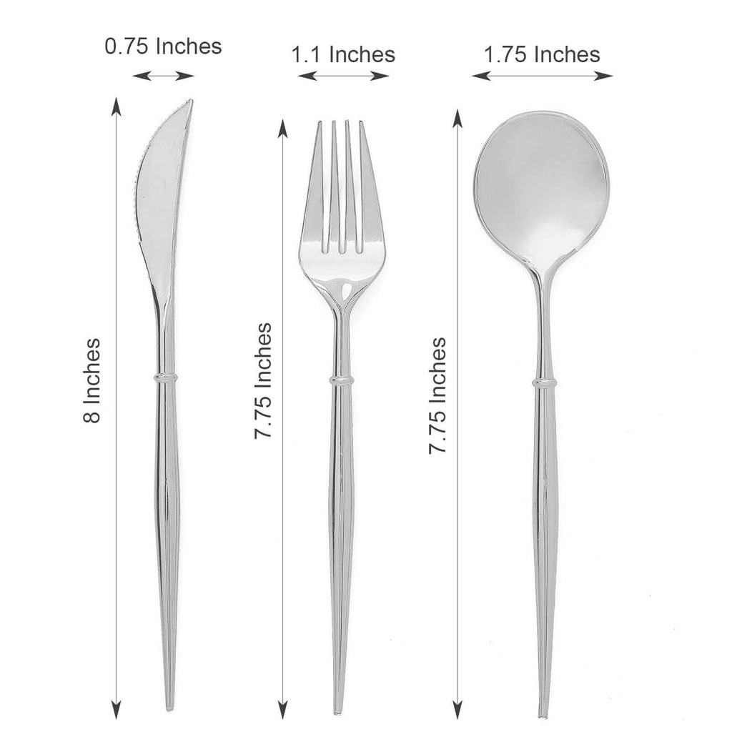 Disposable Plastic Flatware Set 8" Silver | TableclothsFactory