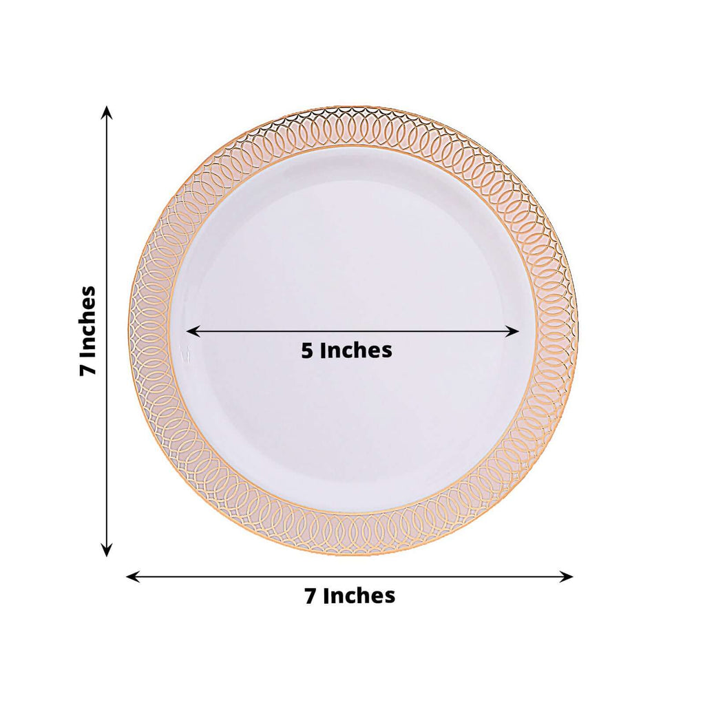 Spiral Rim Plastic 7" Salad Plates White/Blush & Rose Gold ...