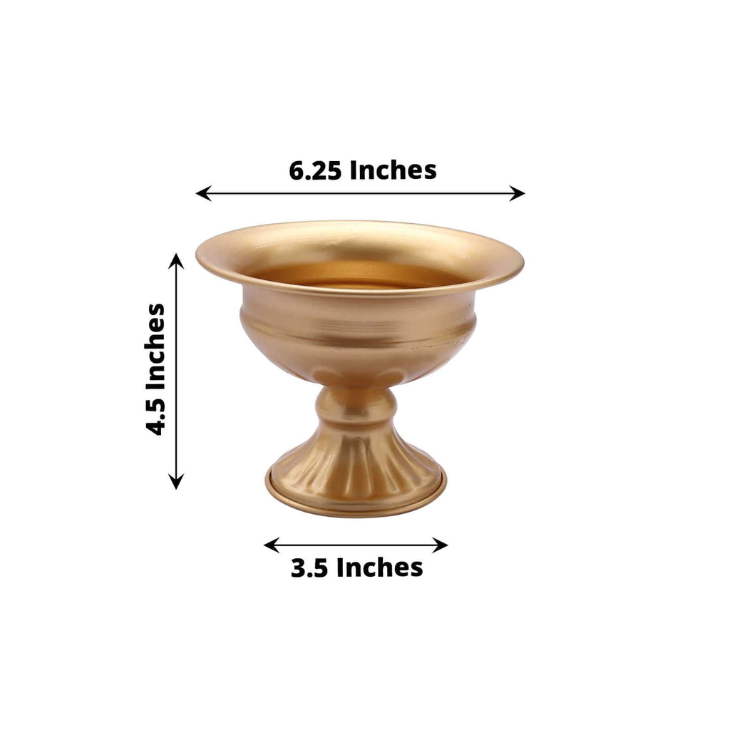 Metal Pedestal Vases Goblet Style Gold 4" | TableclothsFactory