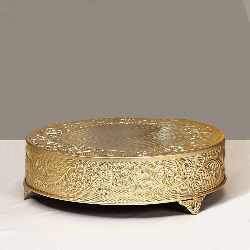 Metal Round Cake Pedestal Stand 18" Gold | TableclothsFactory