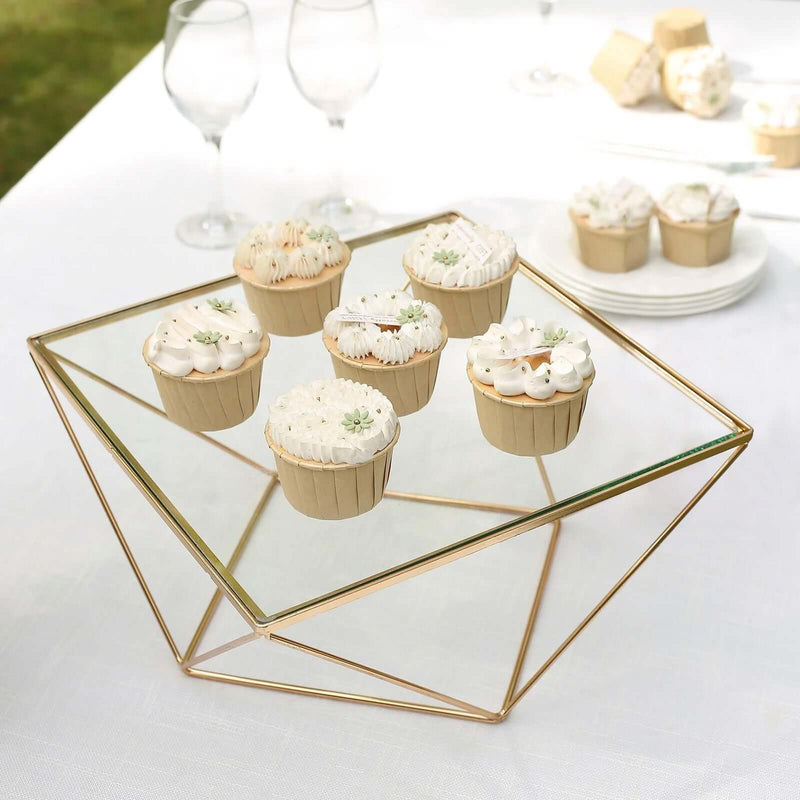 Gold Geometric Cake Stands Set of 3 | TableclothsFactory