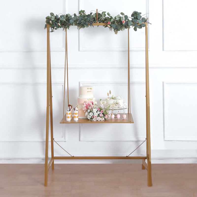 Metal Cake Swing Stand 3ft Gold | TableclothsFactory