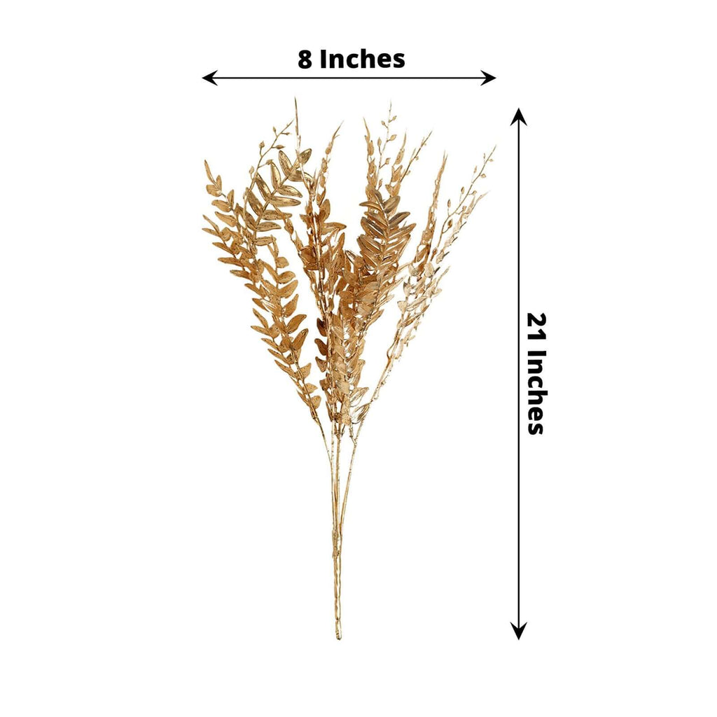 Artificial Metallic Gold Fern Leaf Branches | TableclothsFactory