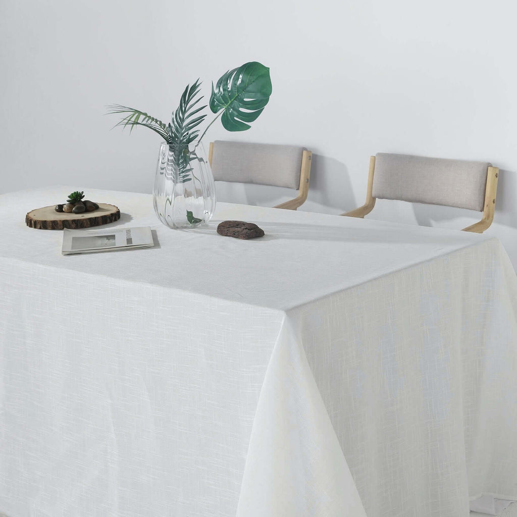 Faux Linen Tablecloth 90"x156" White | TableclothsFactory