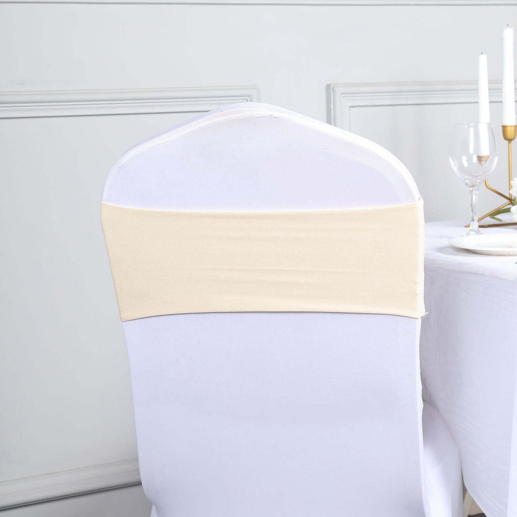 Spandex Chair Sashes 5"x12" Beige | TableclothsFactory