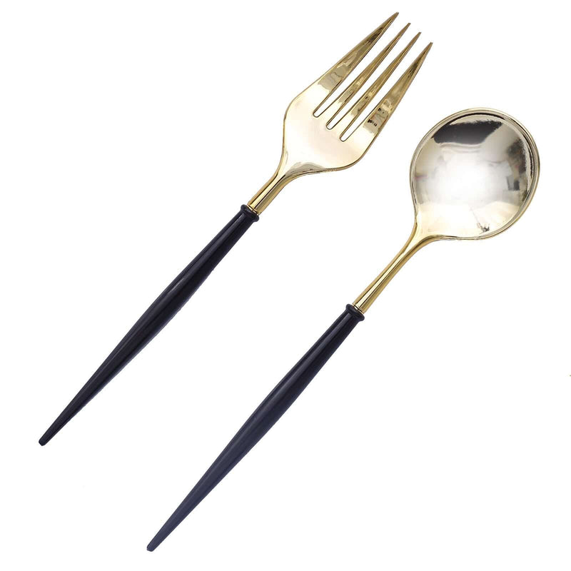 Modern Plastic Utensil Set 6" Metallic Gold | TableclothsFactory