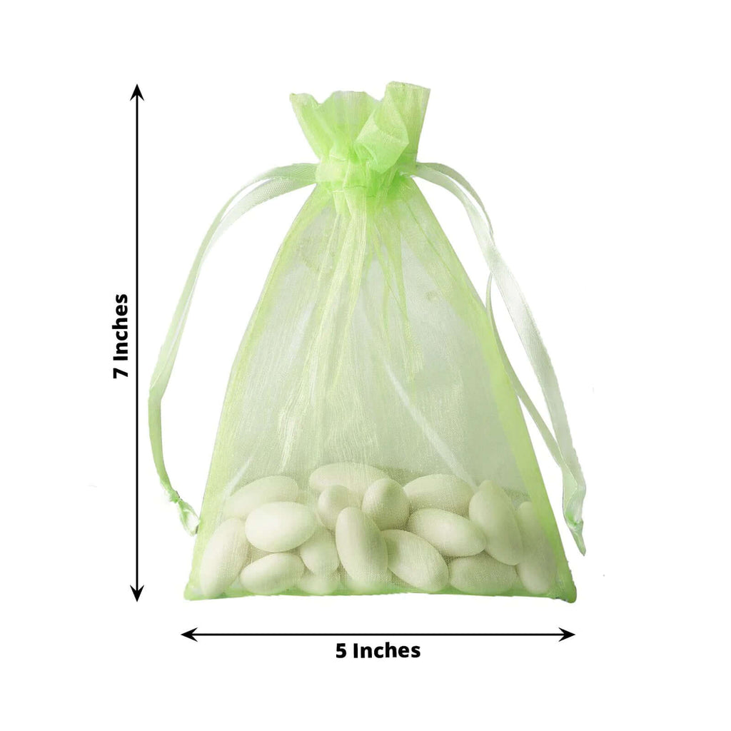 Mint Organza Drawstring Gift Bags 10 Pack | TableclothsFactory