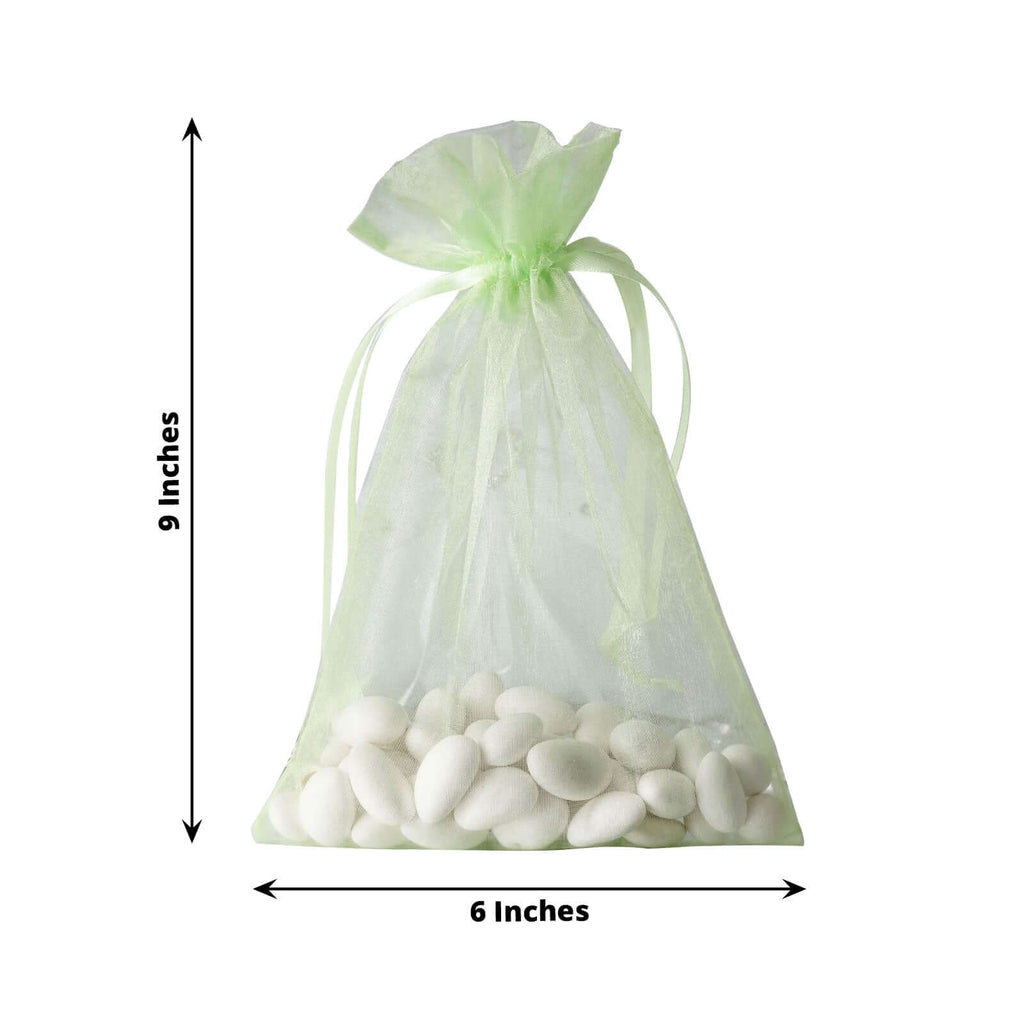 Mint Organza Drawstring Gift Bags 10 Pack | TableclothsFactory
