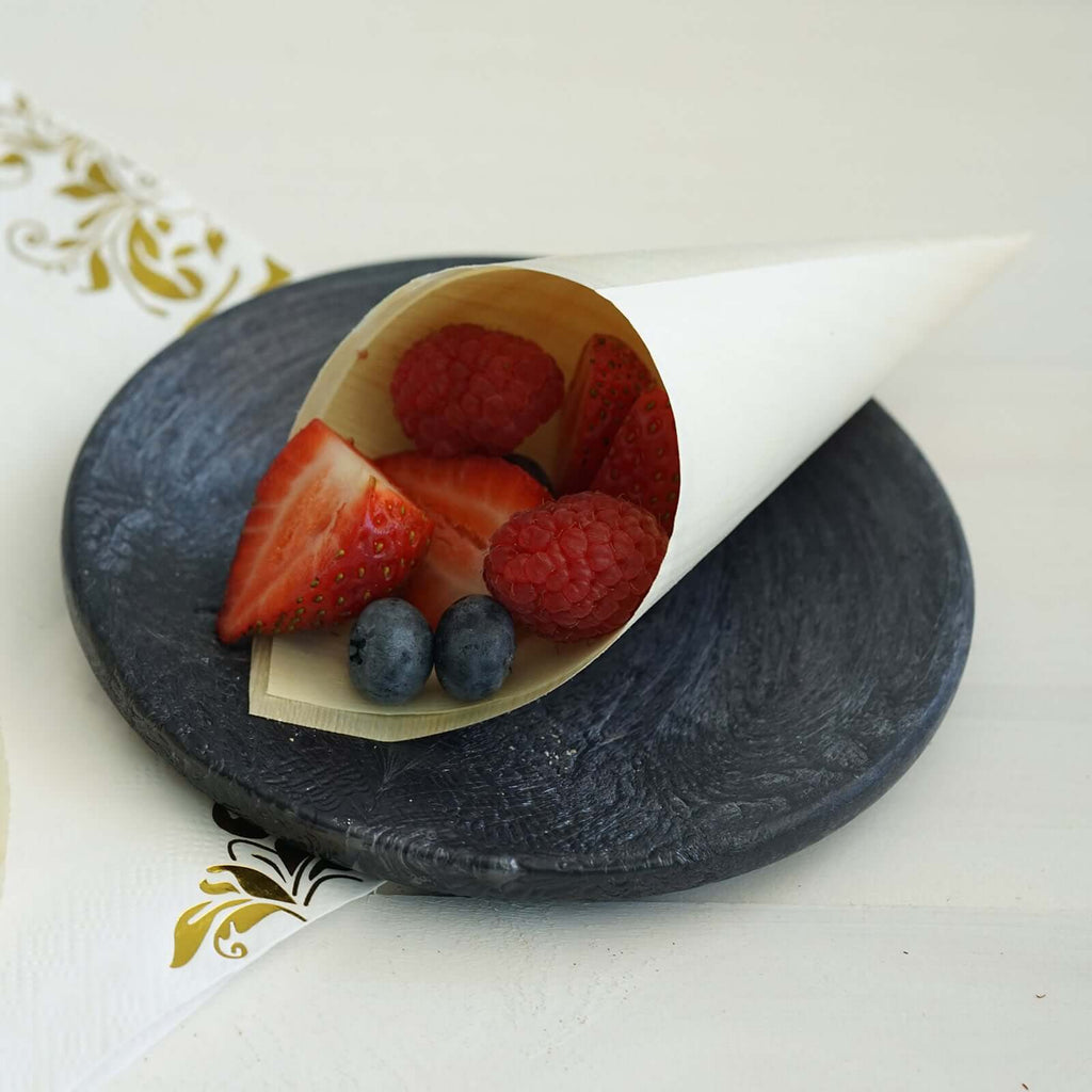 Natural Pine Wood Food Cones 6" | TableclothsFactory