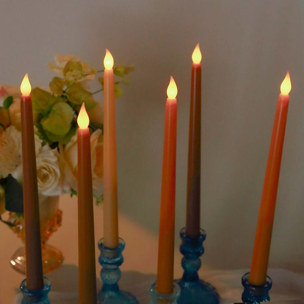 LED Taper Candles Mixed Natural 11" | TableclothsFactory