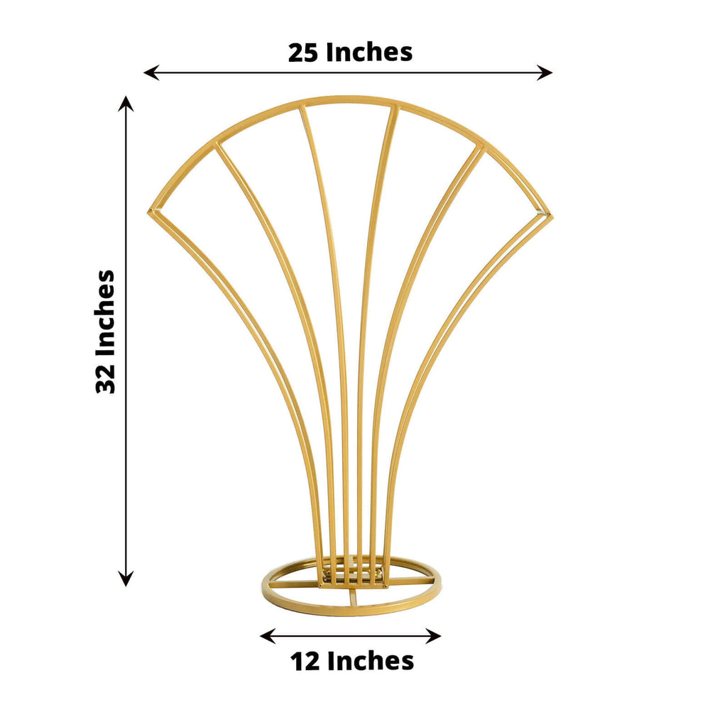 Metal Scalloped Fan Flower Stand Gold 32" | TableclothsFactory