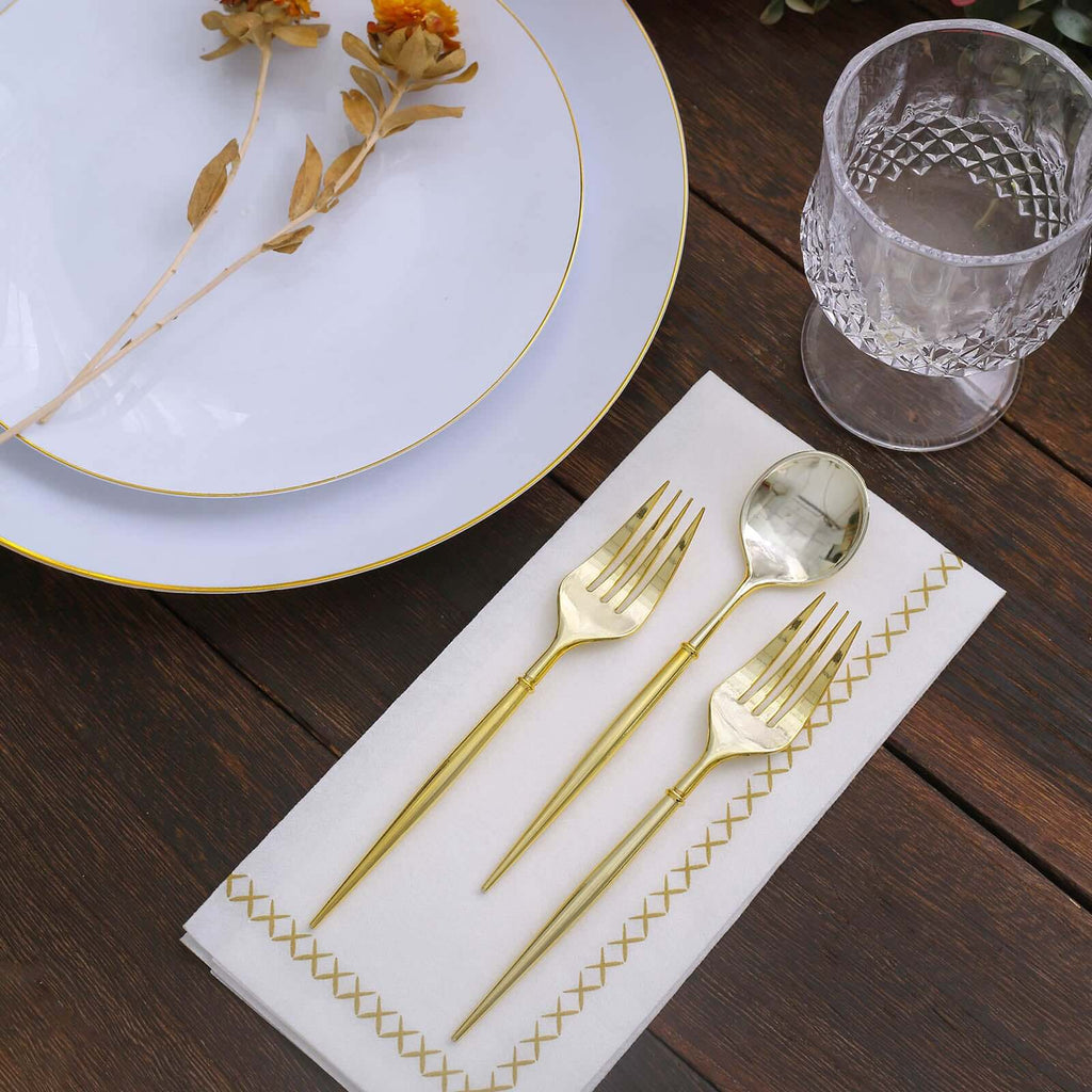 Modern Plastic Utensil Set 6" Metallic Gold | TableclothsFactory