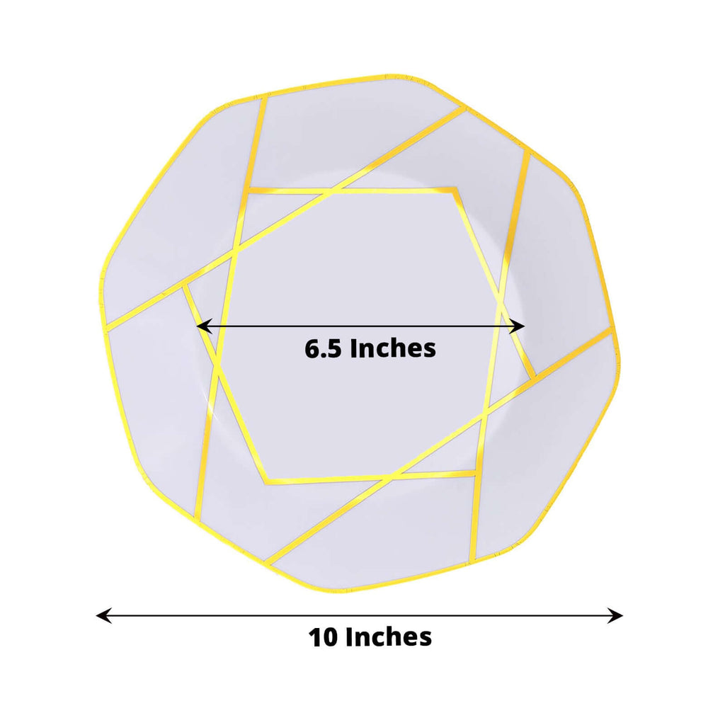 Plastic 10" Octagon Dinner Plates White | TableclothsFactory